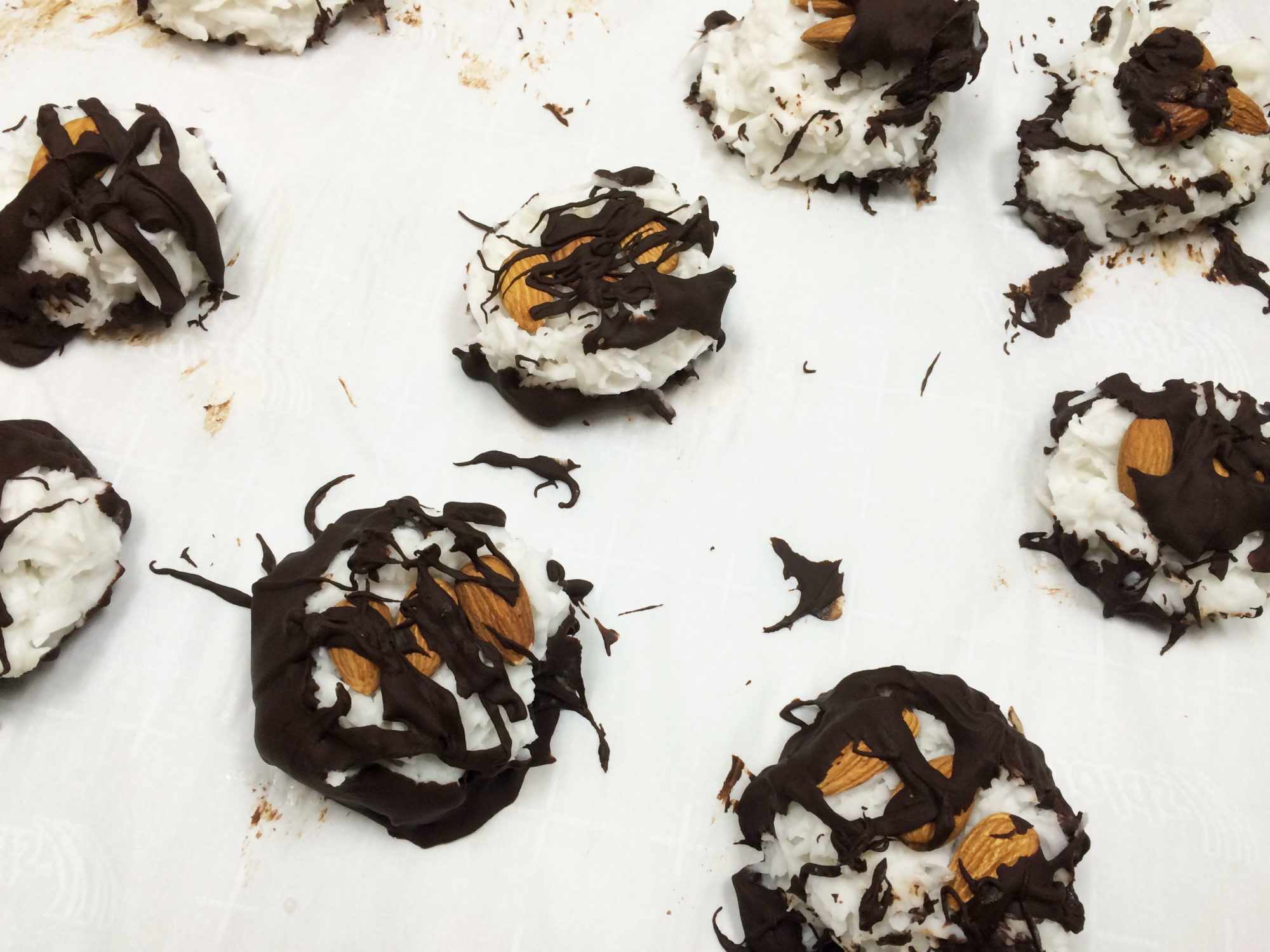 4-Ingredient Chocolate Covered Coconut Patties with Almonds Recipe