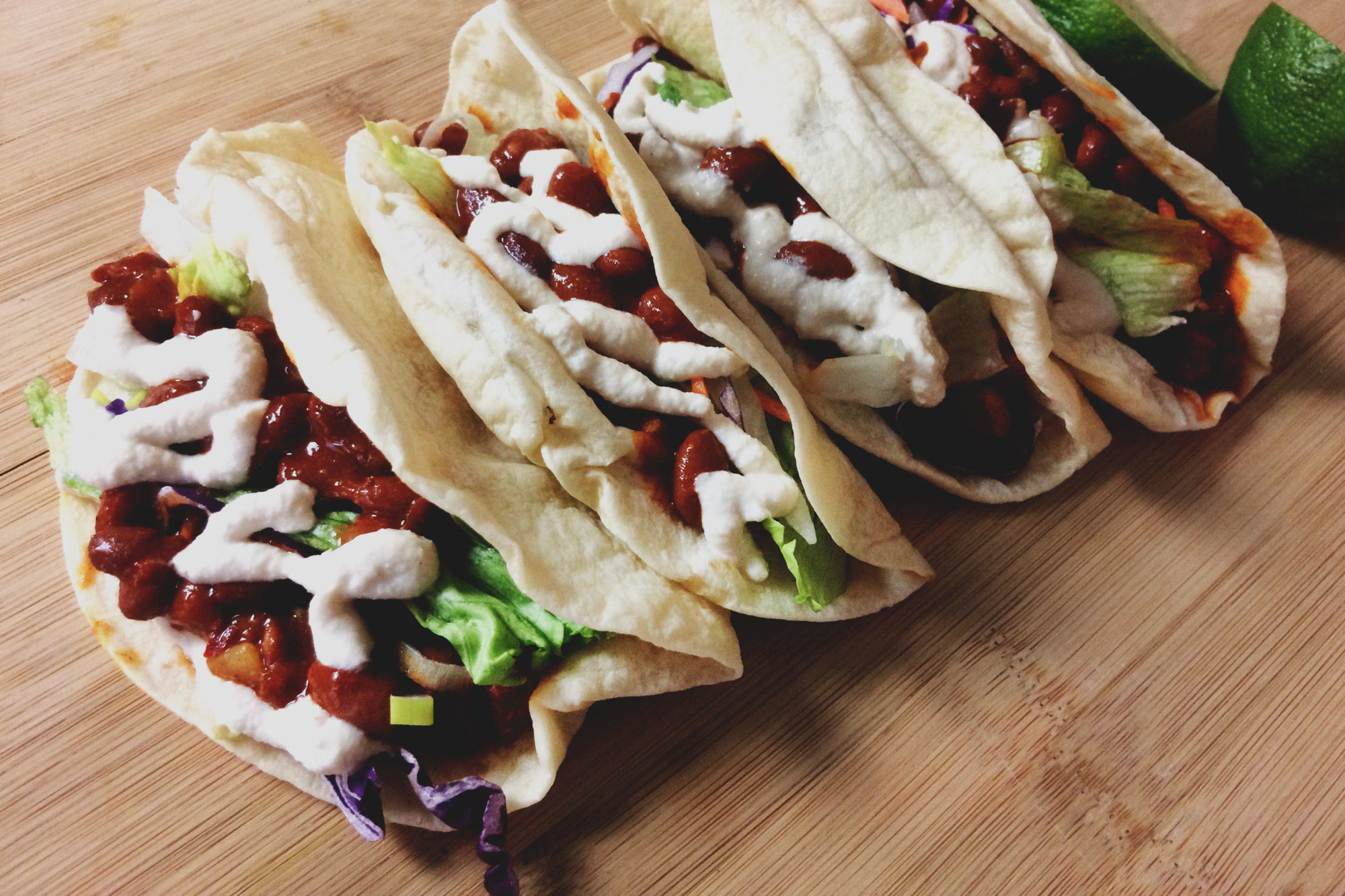 Spicy Red Bean Tacos with Zesty Cashew Cream Sauce | Vegan Food Lover